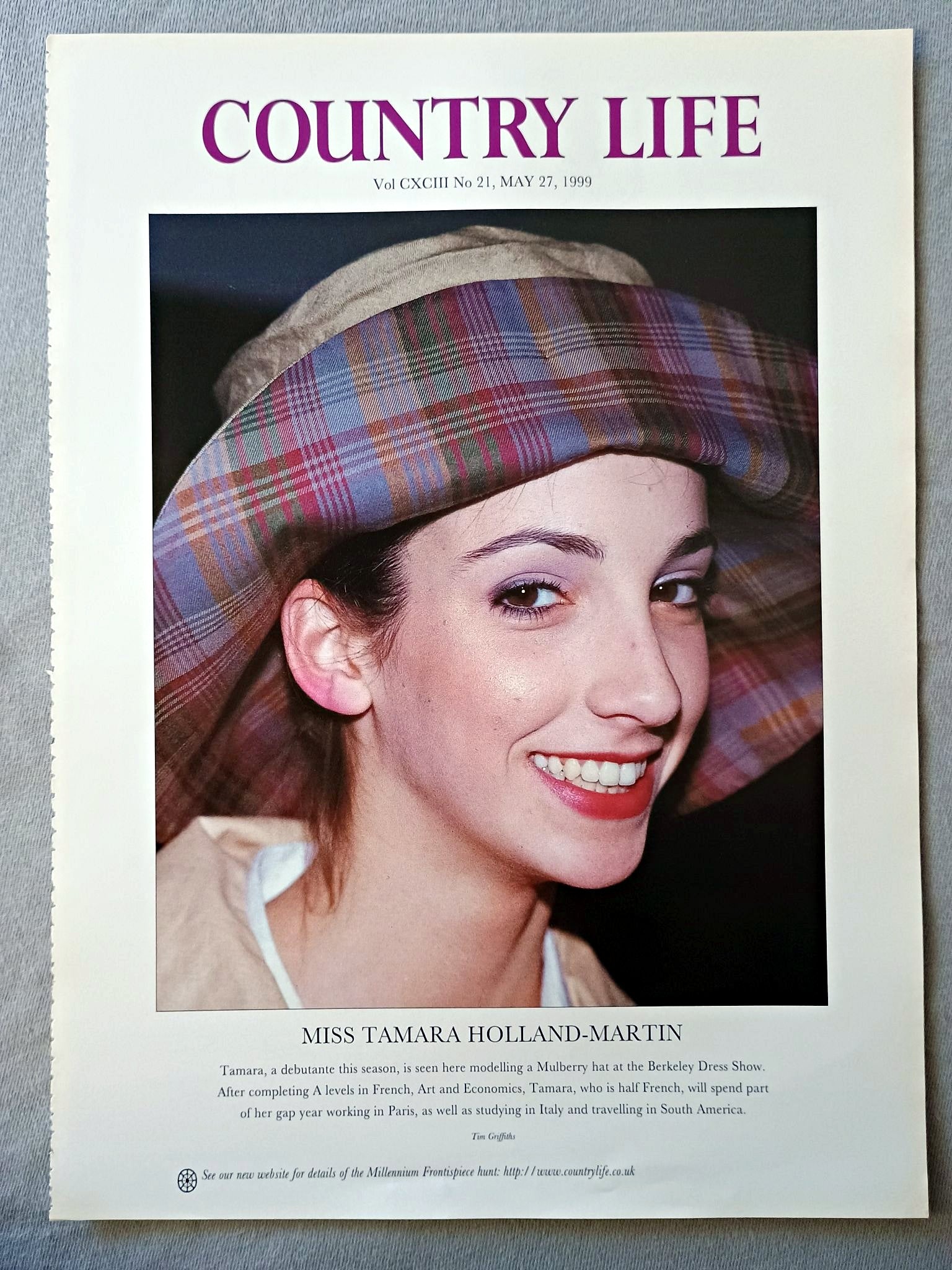 Miss Tamara Holland-Martin Country Life Magazine Portrait May 27 1999 ...