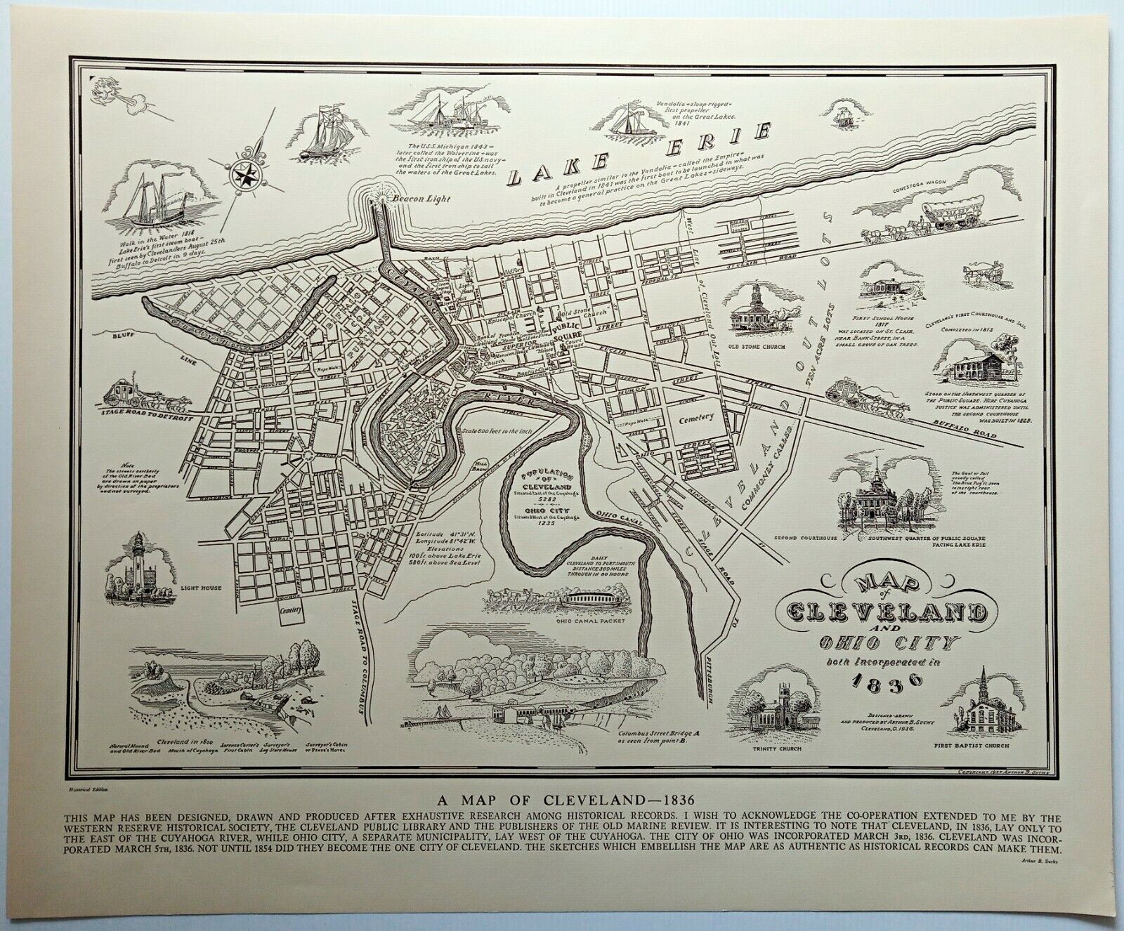 Cleveland Ohio City Map 1937 Arthur Suchy Pictorial Map Cleveland Ohio