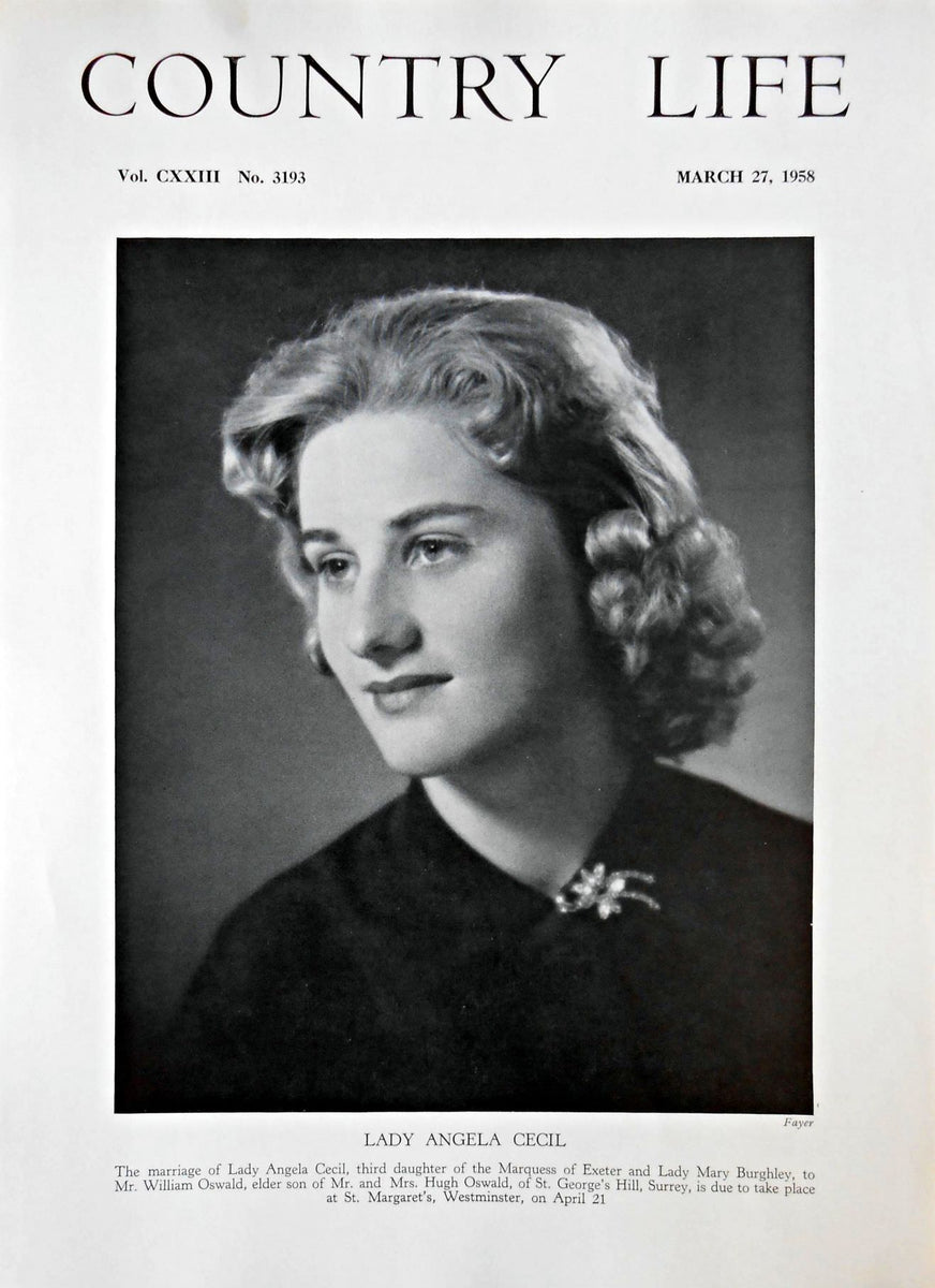 Lady Angela Cecil Country Life Magazine Portrait March 27, 1958 Vol. C ...