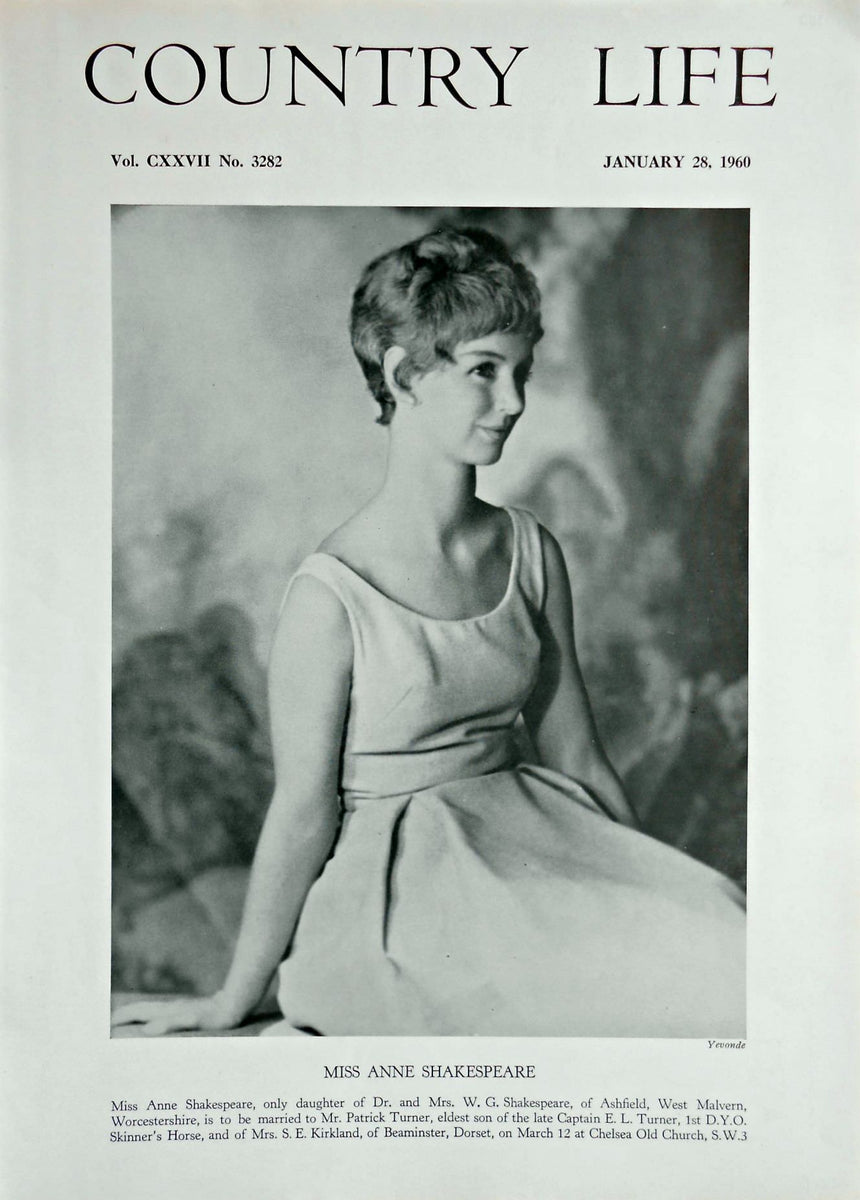 Miss Anne Shakespeare Country Life Magazine Portrait January 28, 1960 ...