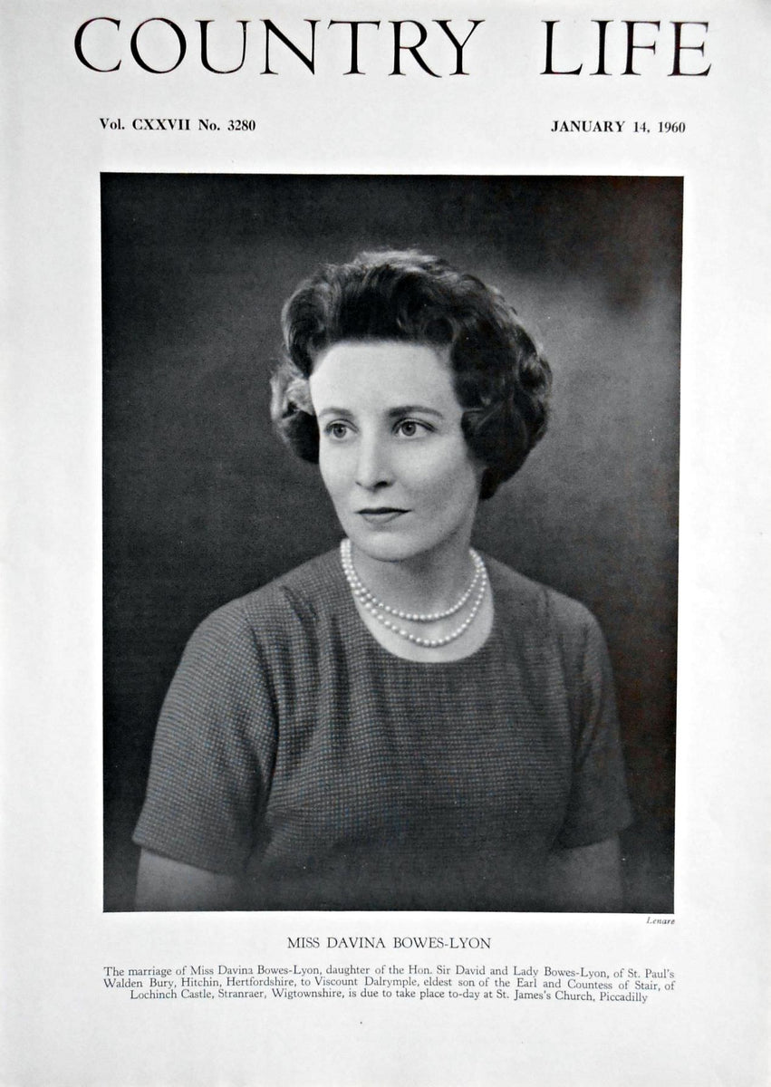 Miss Davina Bowes-Lyon Country Life Magazine Portrait January 14, 1960 ...