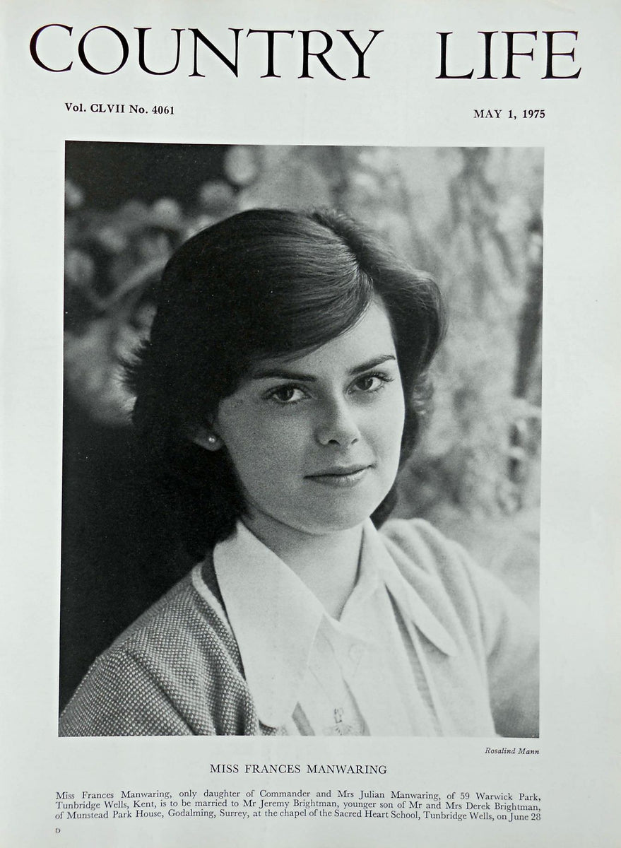 Miss Frances Manwaring Country Life Magazine Portrait May 1, 1975 Vol ...