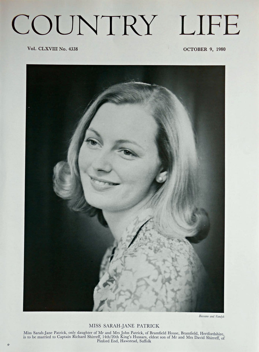 Miss Sarah-Jane Patrick Country Life Magazine Portrait October 9, 1980 ...