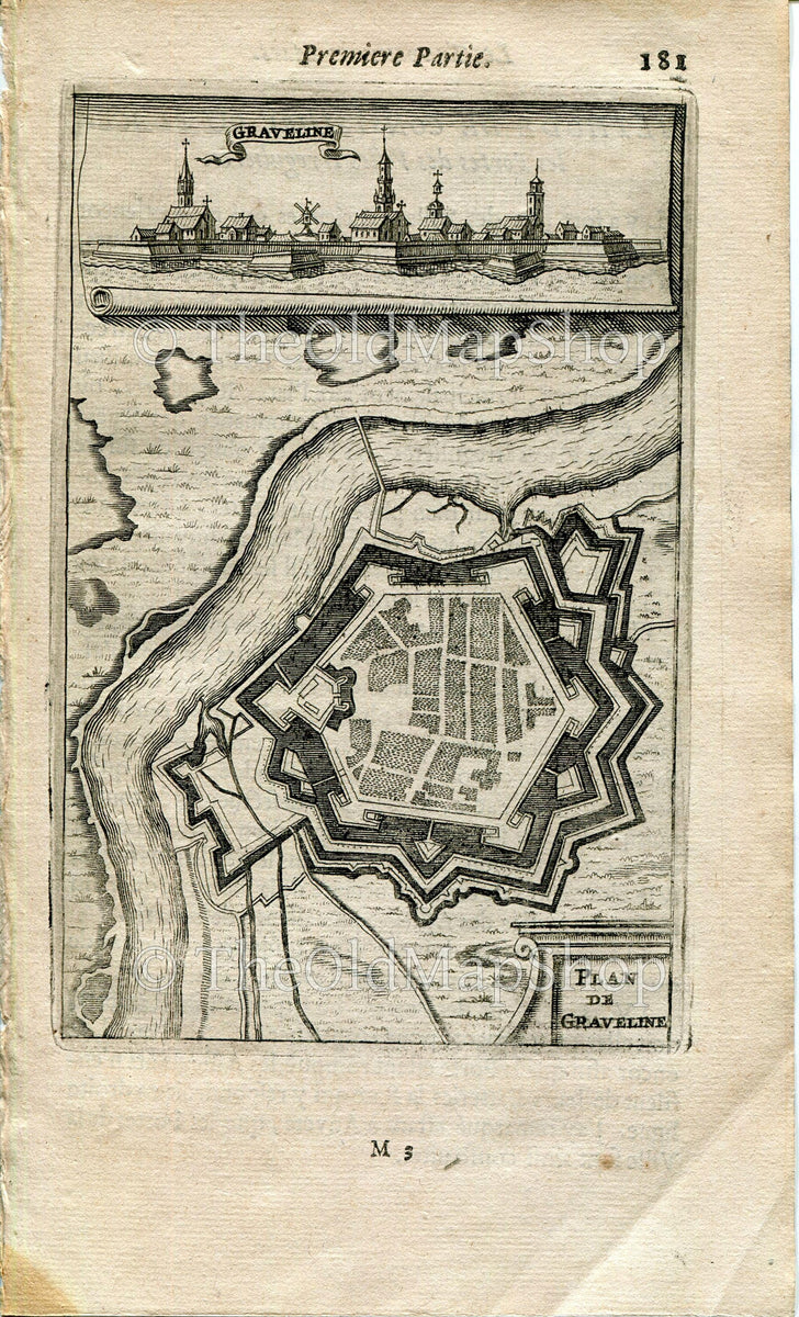 Gravelines, Nord, France Antique Print Map Fort Fortified Fortificatio ...
