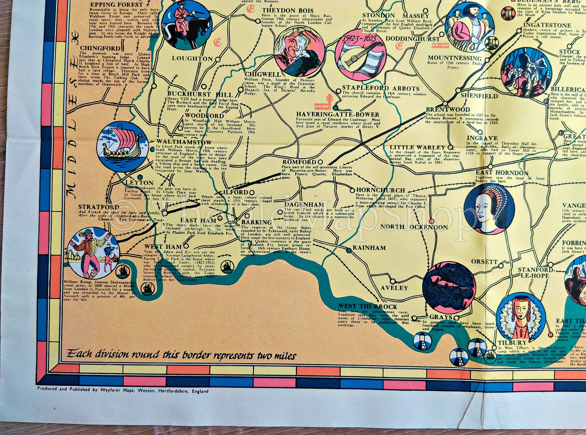 1948 Wayfarer Pictorial Map of Essex by Leo Vernon – The Old Map Shop