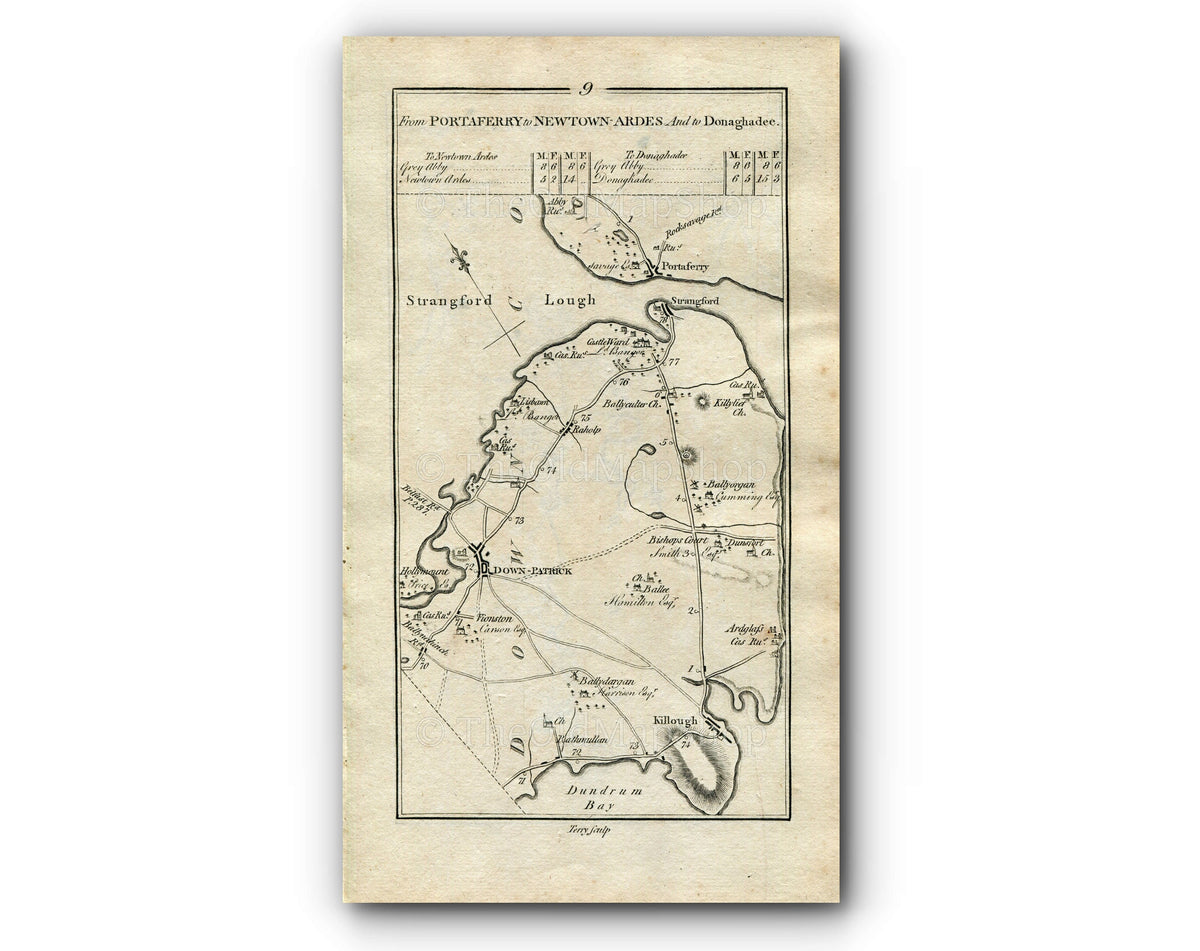 1778 Taylor & Skinner Antique Ireland Road Map 9/10 Downpatrick Killou ...