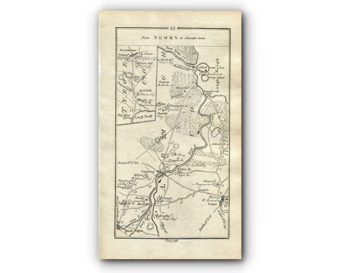 1778 Taylor & Skinner Antique Ireland Road Map 23/24 Tandragee Portado ...