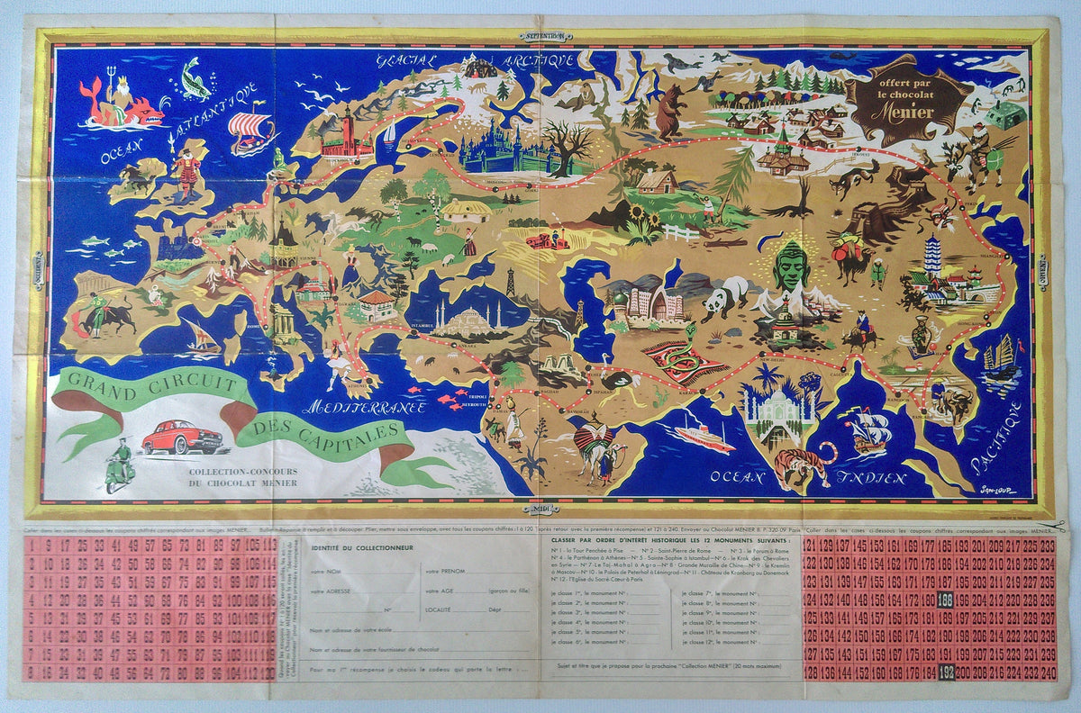 c.1956 Pictorial Map of Europe, Asia by J B Jannot (Jan-Loup) - Grand ...