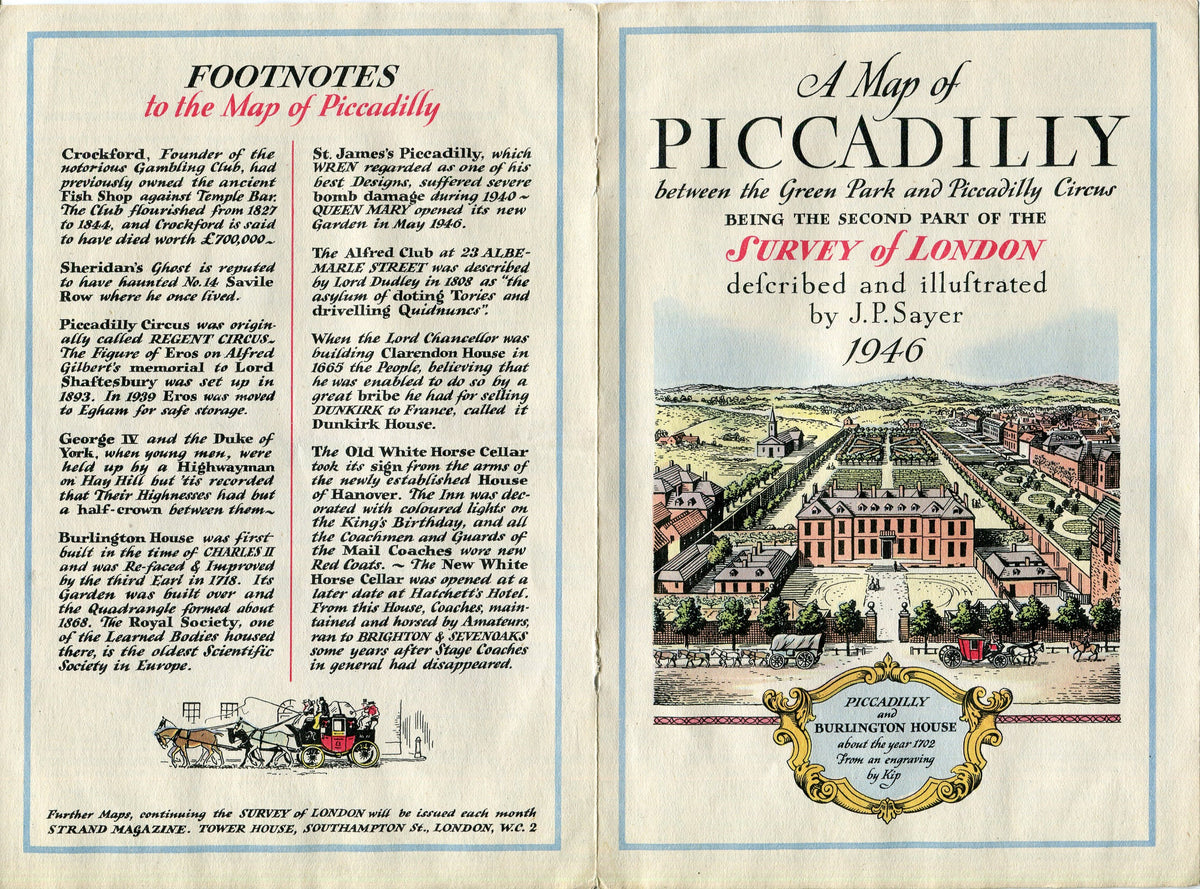 1946 A Map of Piccadilly, London. A Pictorial Map by J. P. Sayer – The ...