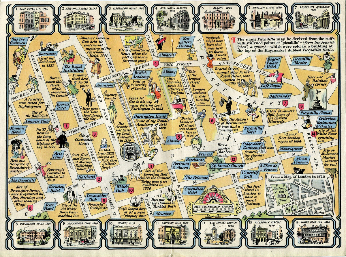1946 A Map of Piccadilly, London. A Pictorial Map by J. P. Sayer – The ...