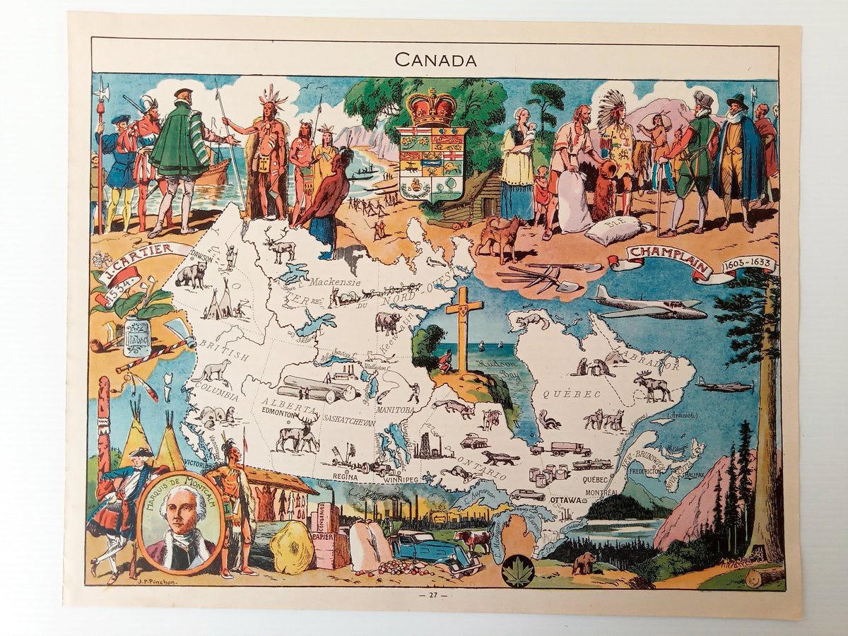 1948 Canada Pictorial Map, Print by Joseph Porphyre Pinchon – The Old ...