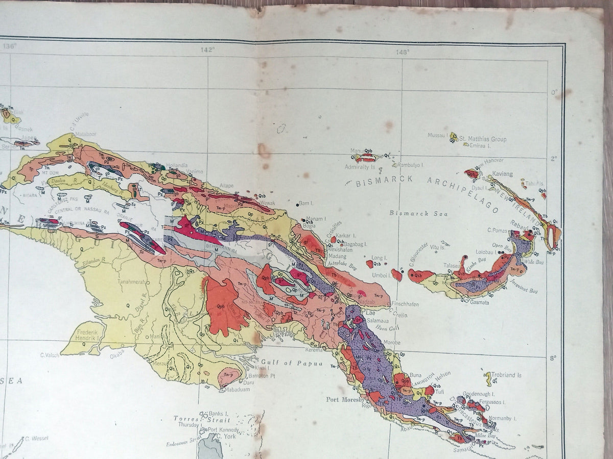 Rare 1952 Geological map of Australia & New Guinea. Royal Australian S ...