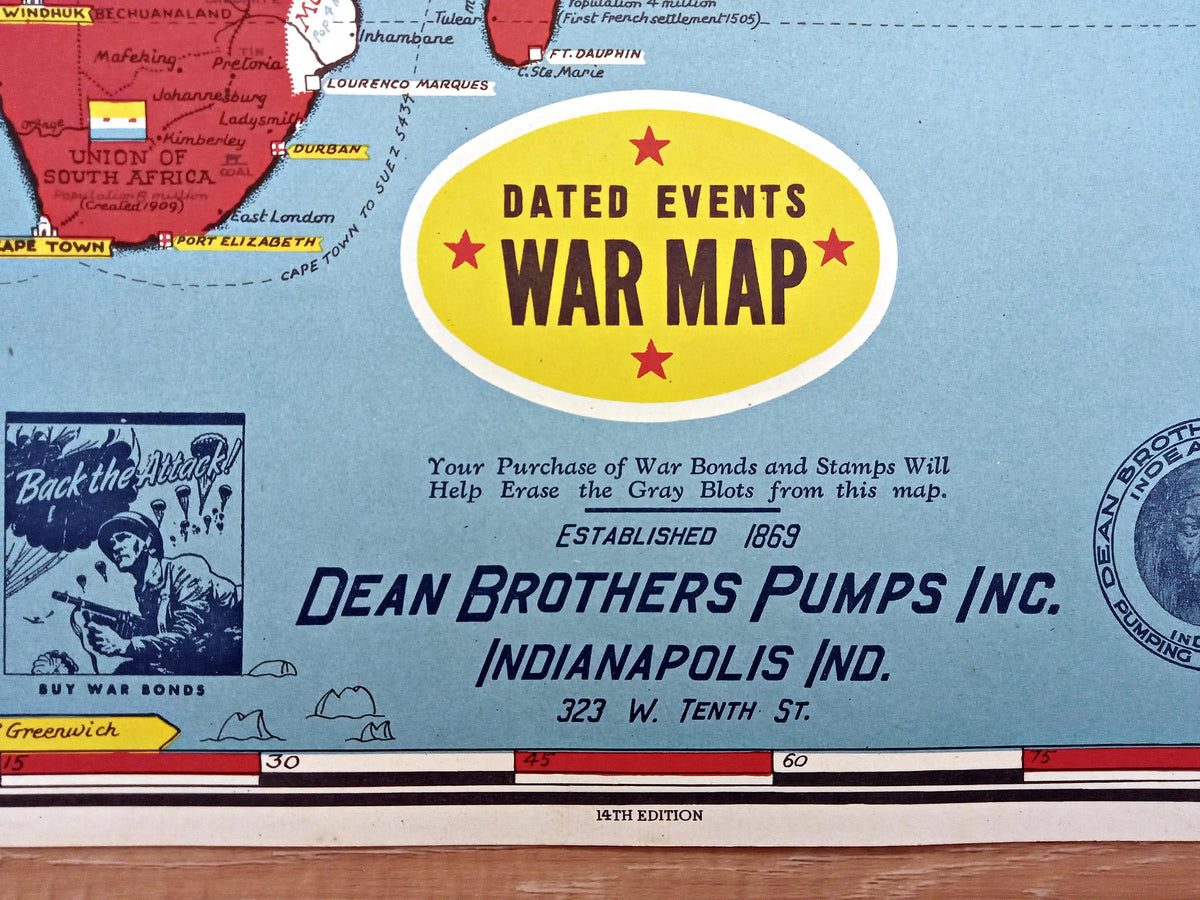 1945 Date Events War Pictorial Map by Stanley Turner. 14th Edition ...